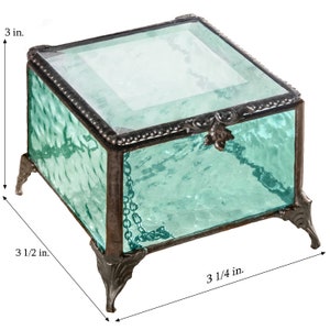 Turquoise Glass Box Jewelry Box Decorative Keepsake Gift for Her Vanity ...