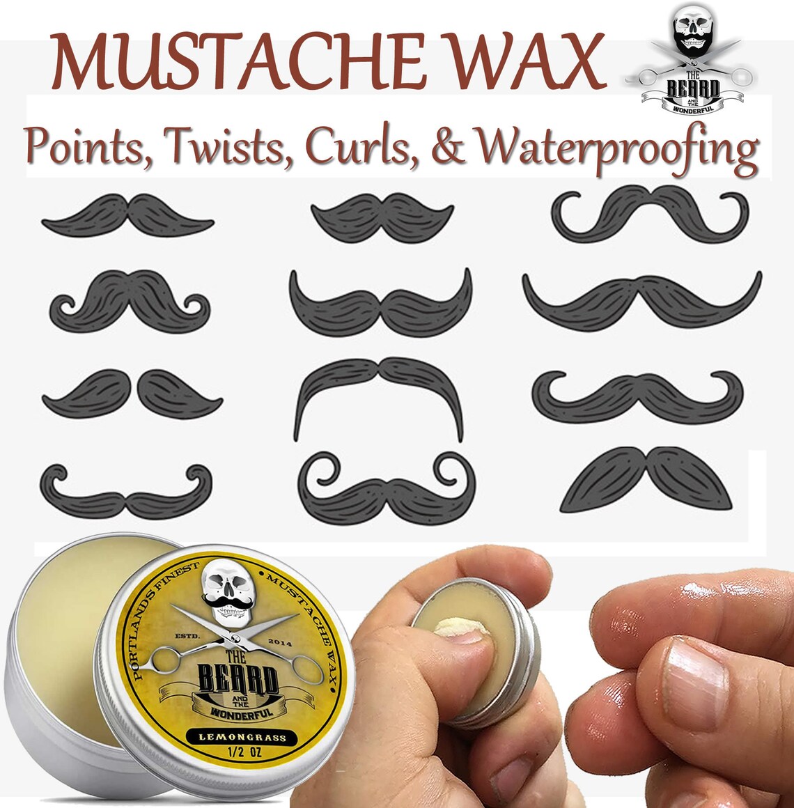 Moustache Wax Kit 6x15ml Tins Premium Strong Wax for Men for Styling ...