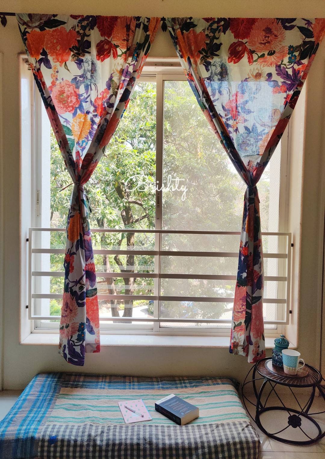 Colorful Floral Curtains With Big Bold Flowers, Cottage Style Semi ...