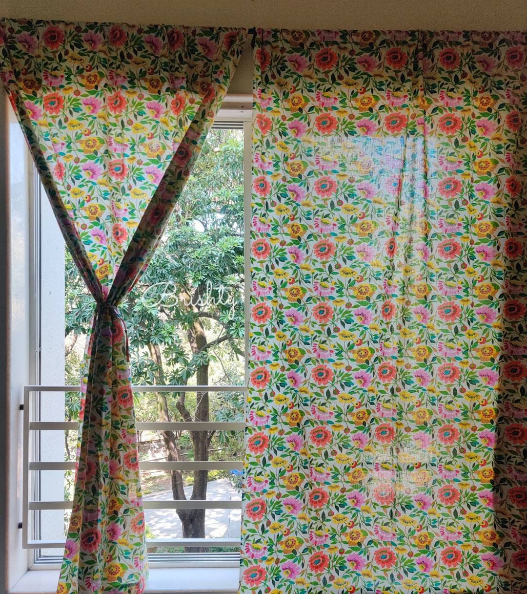 Colorful Floral Curtains, Bright Floral Boho Curtains, Floral Nursery ...