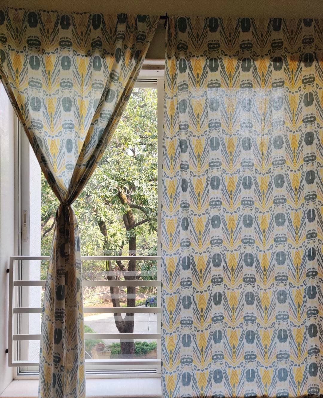 Chevron Pattern Yellow and Gray Curtains - Etsy