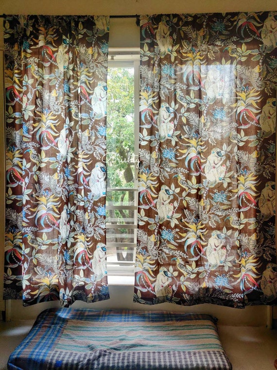 Tropical Rainforest Boho Brown Curtains Featuring Jungle - Etsy