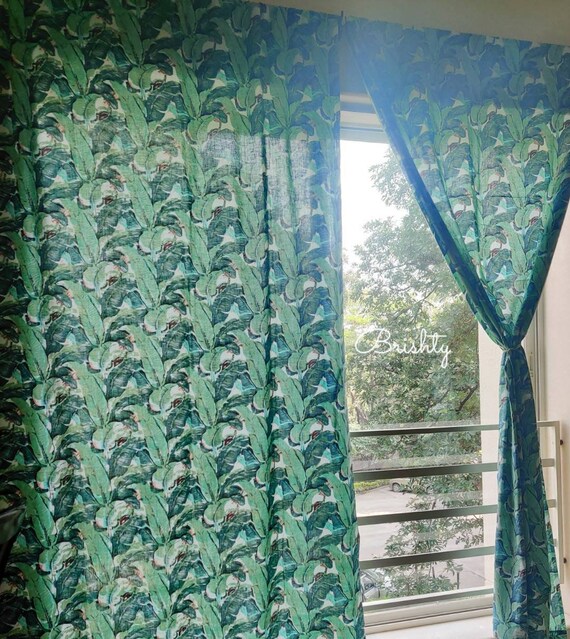 Tropical banana leaf curtains rainforest curtains boho | Etsy
