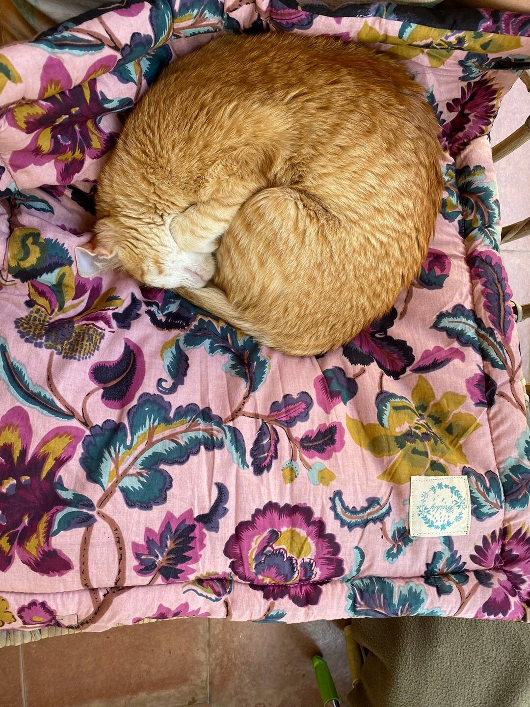 Soft Floral Cat Lounge Mat, Travel Friendly Bedding, Hand Printed ...