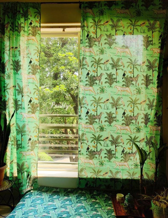 Tropical Rainforest Boho Curtains Jungle Boho Curtain Panels | Etsy