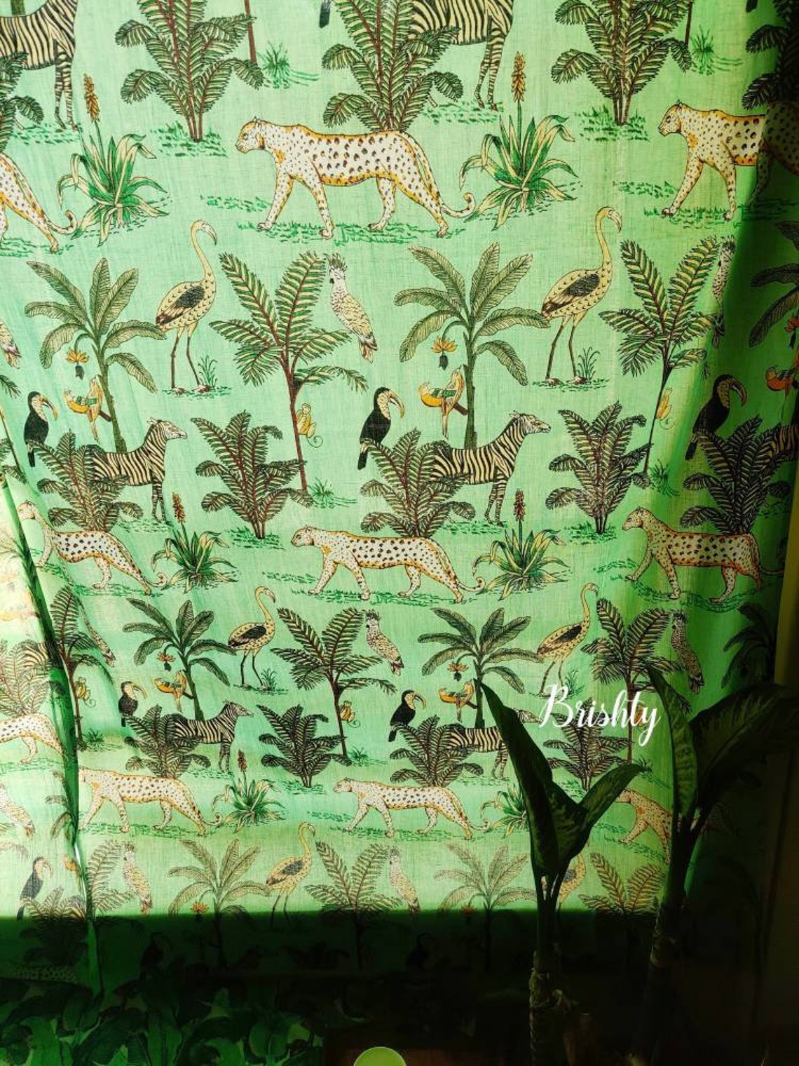 Tropical Rainforest Boho Curtains, Jungle Boho Curtain Panels, Leopard ...