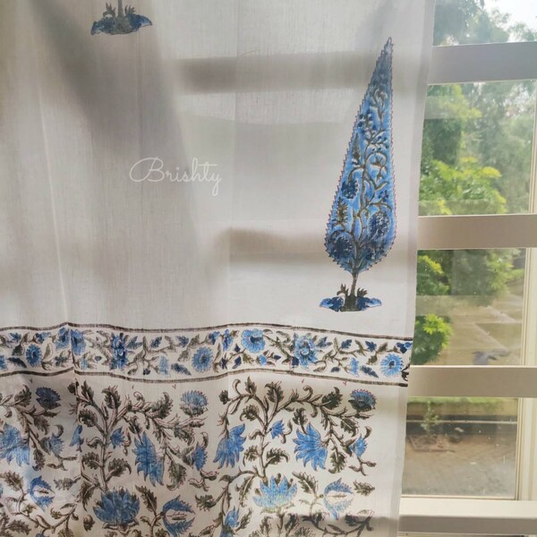 Blue White Curtains - Etsy