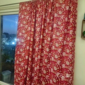 Red Floral Semi Sheer Cottage Style Curtains - Etsy