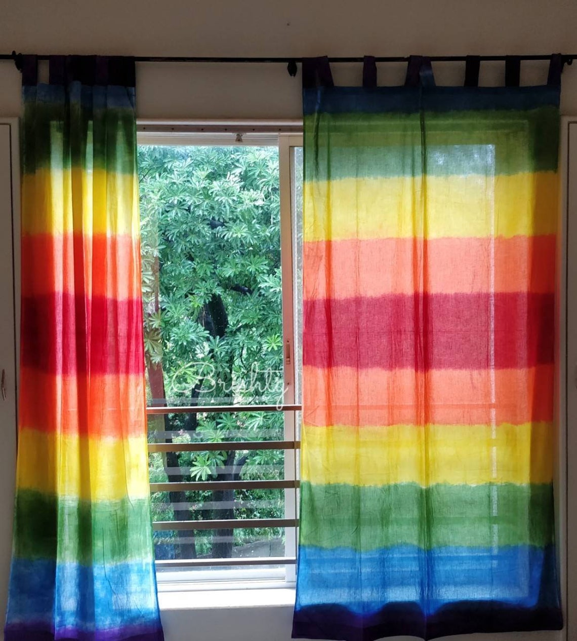 SET OF TWO Tie Dyed Pride Rainbow Curtains Pride Curtain - Etsy