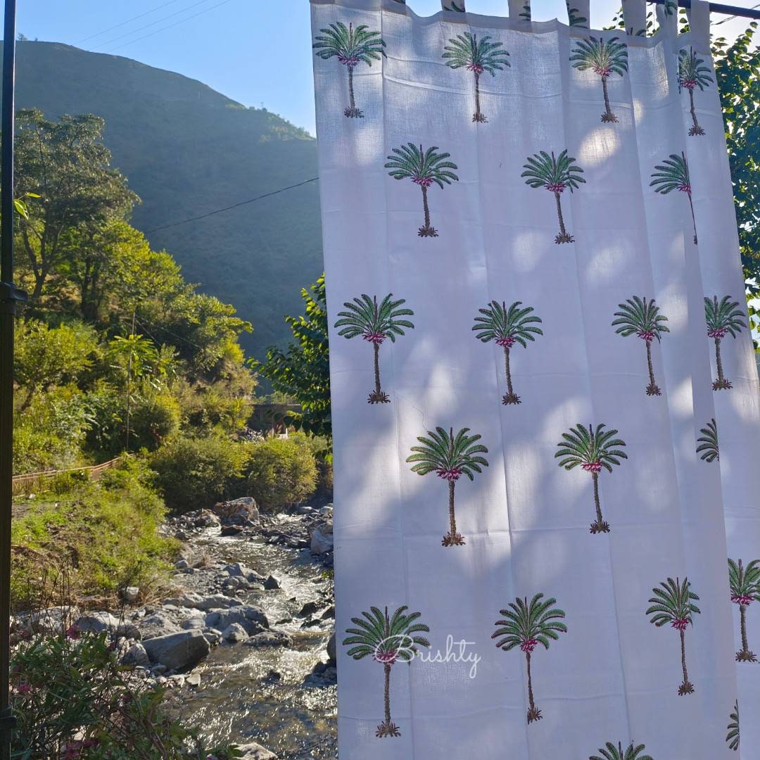 Tropical Palm Tree Curtains, Coastal Beach Curtains, Coconut Tree ...