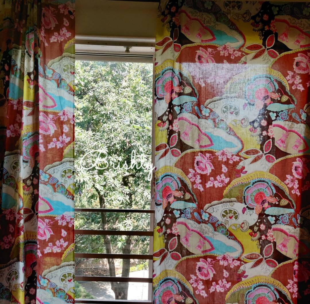 Eclectic Bohemian Curtains, Boho Floral Eclectic Curtain Panels ...