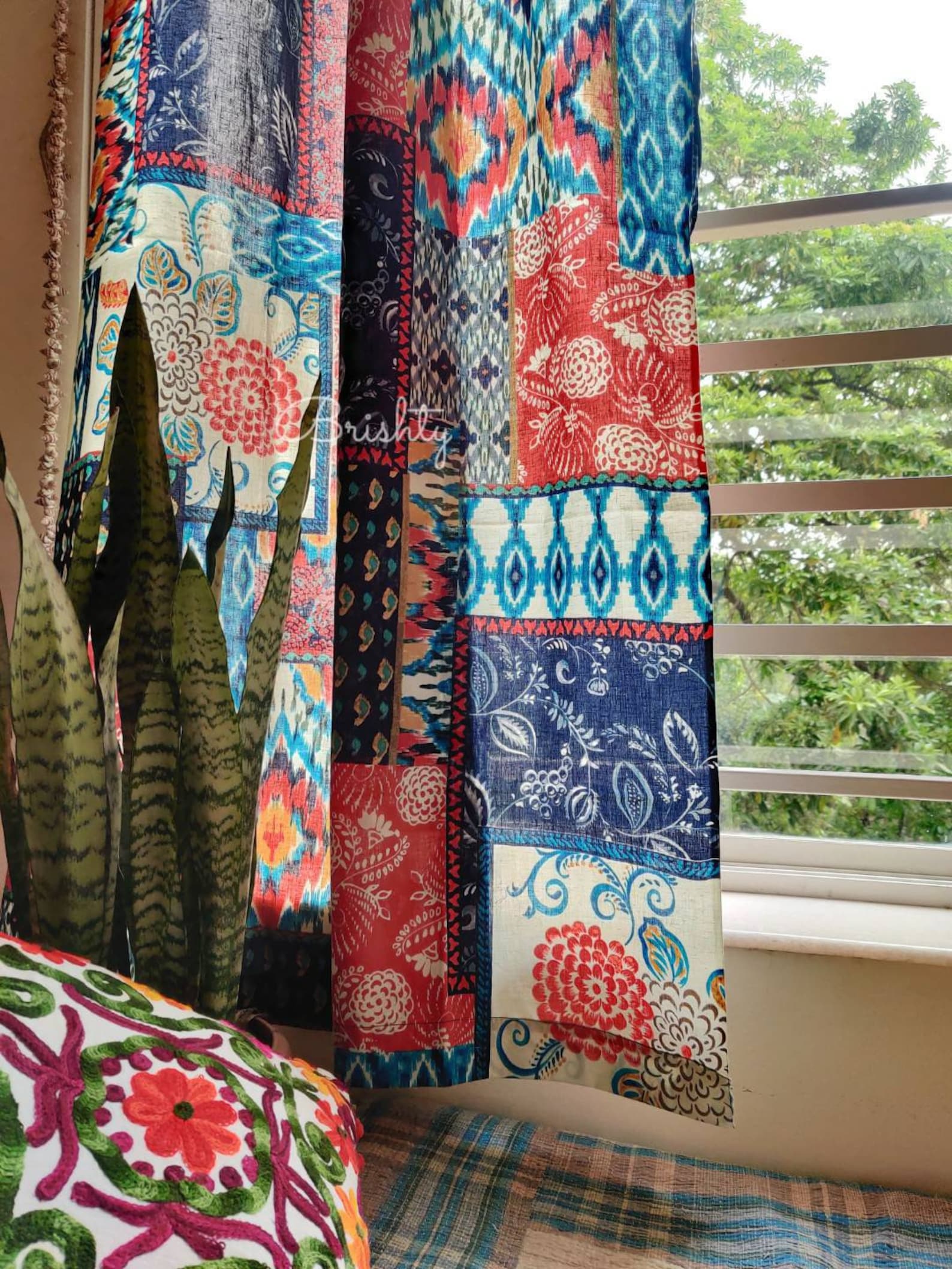 Colorful Eclectic Boho Curtains Set of Two Panels Colorful | Etsy