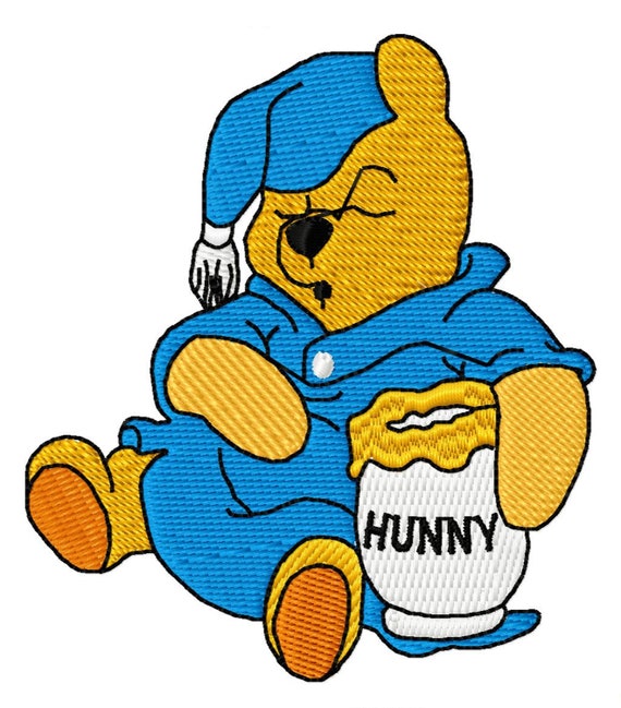 SLEEPY POOH Single Machine Embroidery Design for 4x4 - Etsy