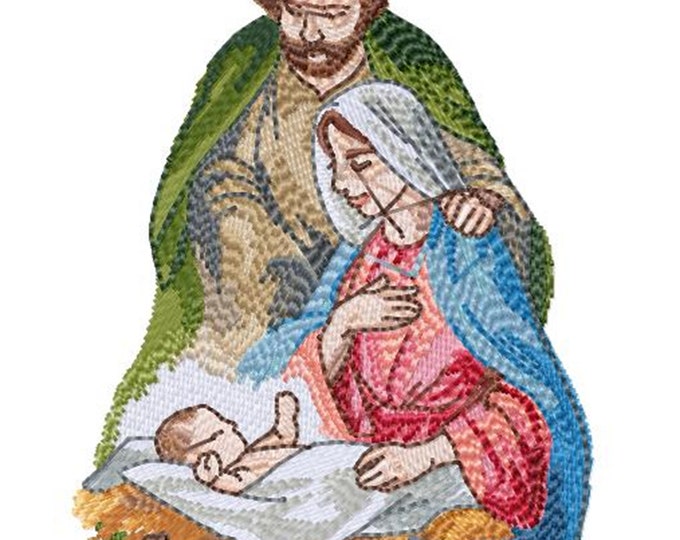Beautiful Nativity Scene Embroidered on Black Flour Sack Type Towel - Etsy