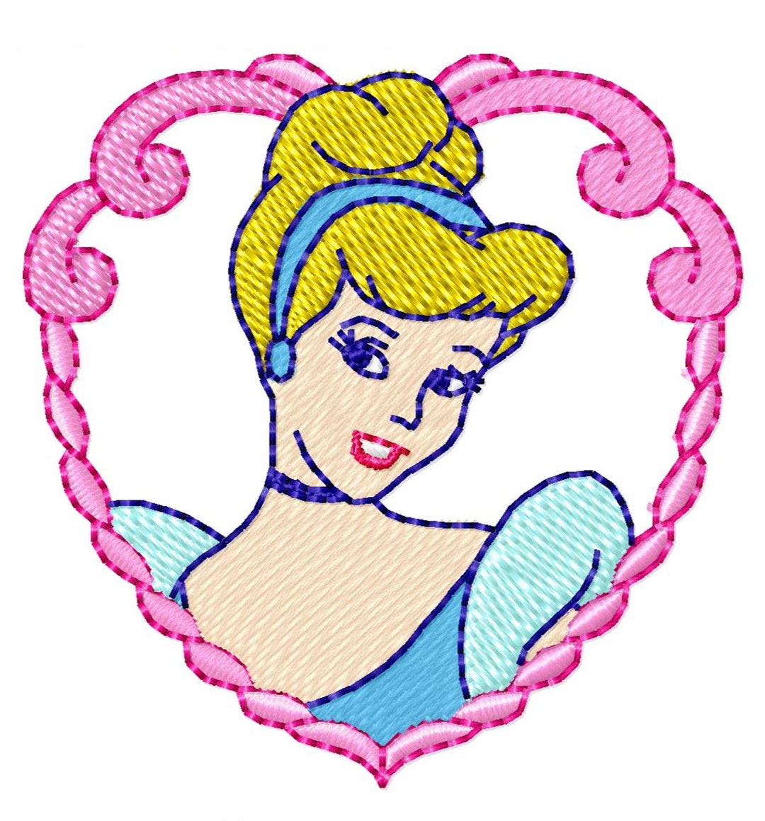 CINDERELLA HEART - Single Machine Embroidery Design for 4x4" Hoop in 8 ...