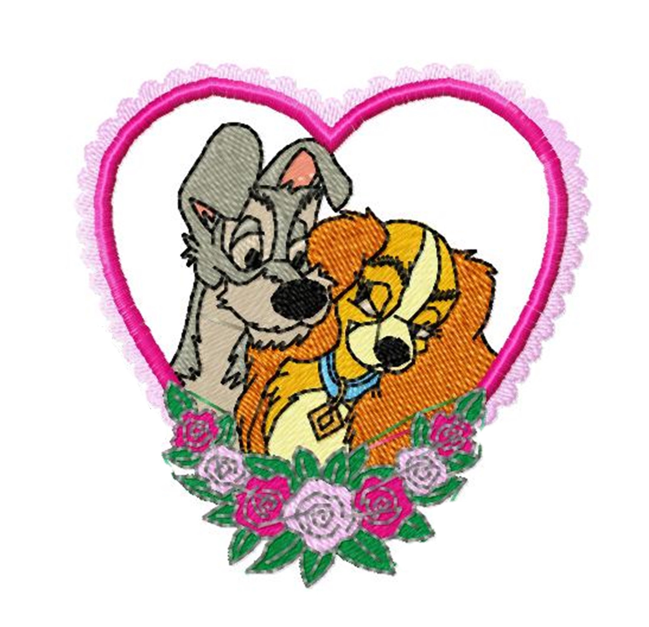 LADY & TRAMP Heart Single Machine Embroidery Designs | Etsy