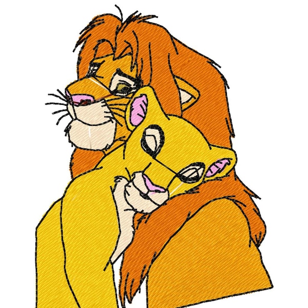 Simba and Nala Embroidery Design - Etsy
