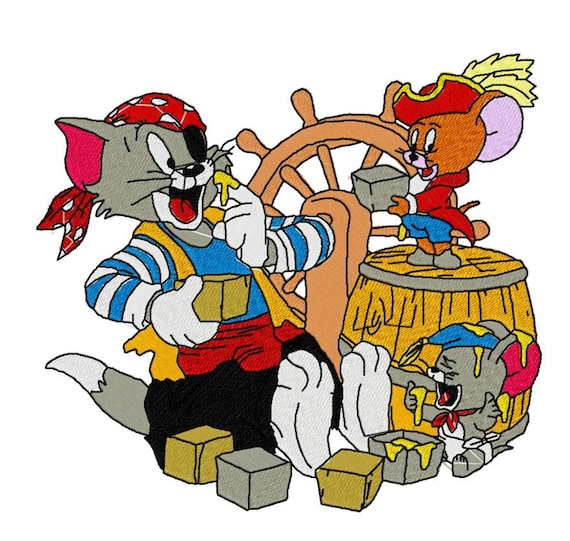 TOM & JERRY as PIRATES Single Machine Embroidery Design for - Etsy