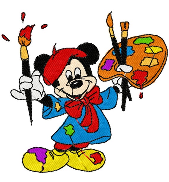 MICKEY ARTIST Single Machine Embroidery Design for 4x4 | Etsy