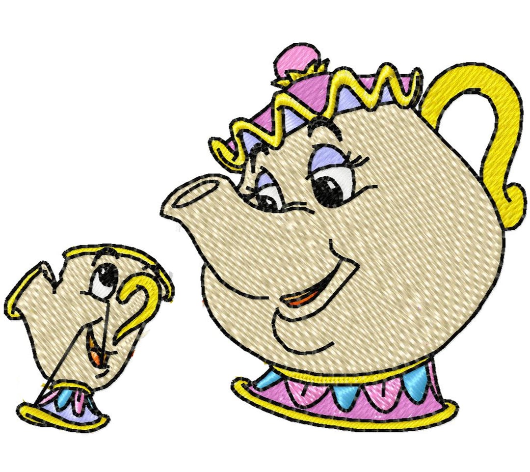 MRS POTTS & CHIP - Single Machine Embroidery Design for 4x4 Hoop ...