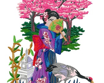 GEISHA TOO Single Machine Embroidery Design for 5x7 - Etsy