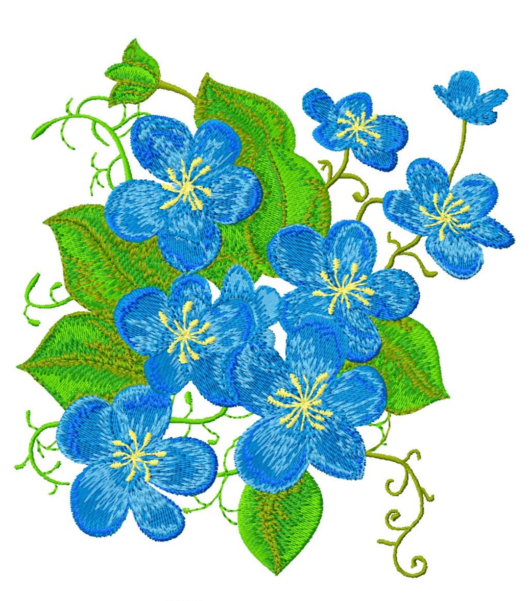 FORGET-ME-NOTS Single Machine Embroidery Design for 6x10 Hoop in 7 ...