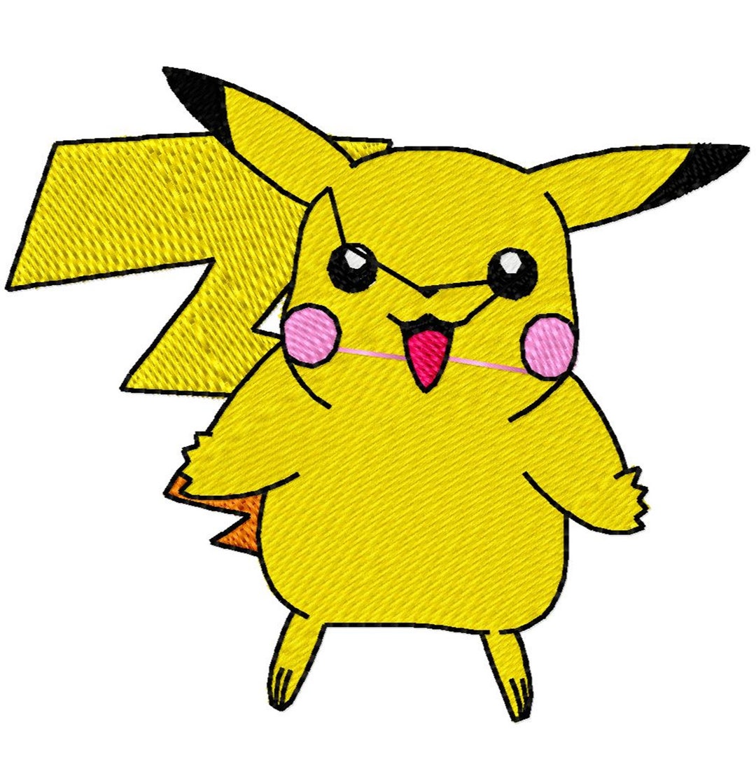PIKACHU TOO Single Machine Embroidery Design for 4x4 Hoop in 8 Formats ...