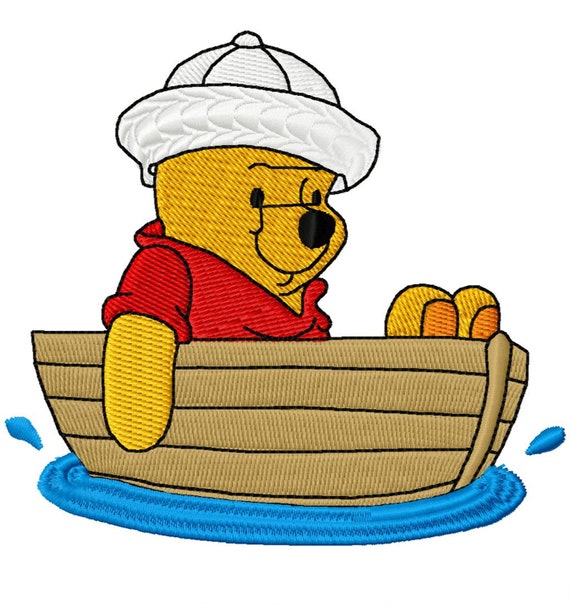 POOH IN A BOAT Single Machine Embroidery Design for | Etsy