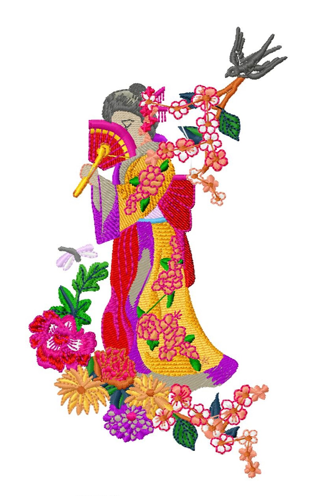 GEISHA TOO - Single Machine Embroidery Design for 5x7" Hoop in 7 ...