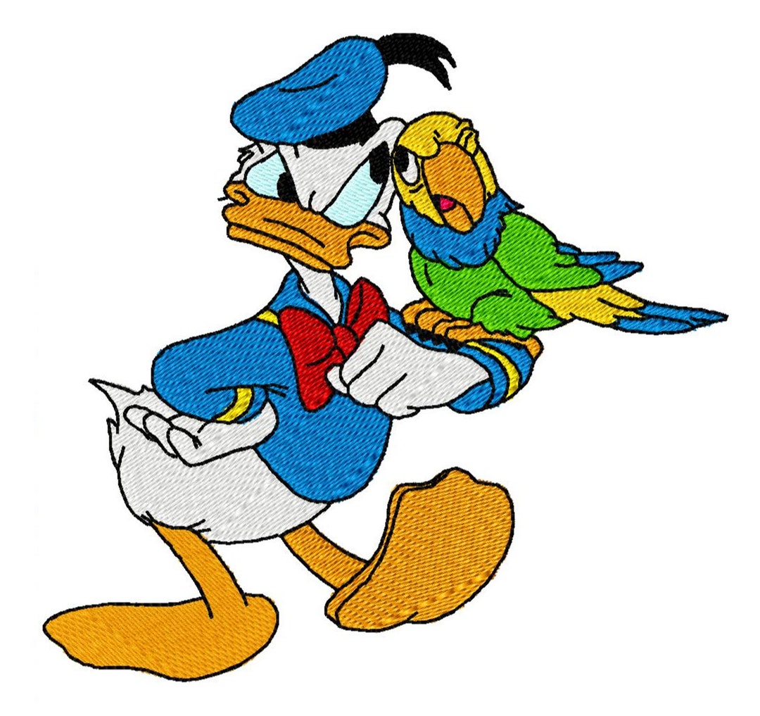 DONALD WITH PARROT Single Machine Embroidery Design for 5x7 Hoop in 8 ...