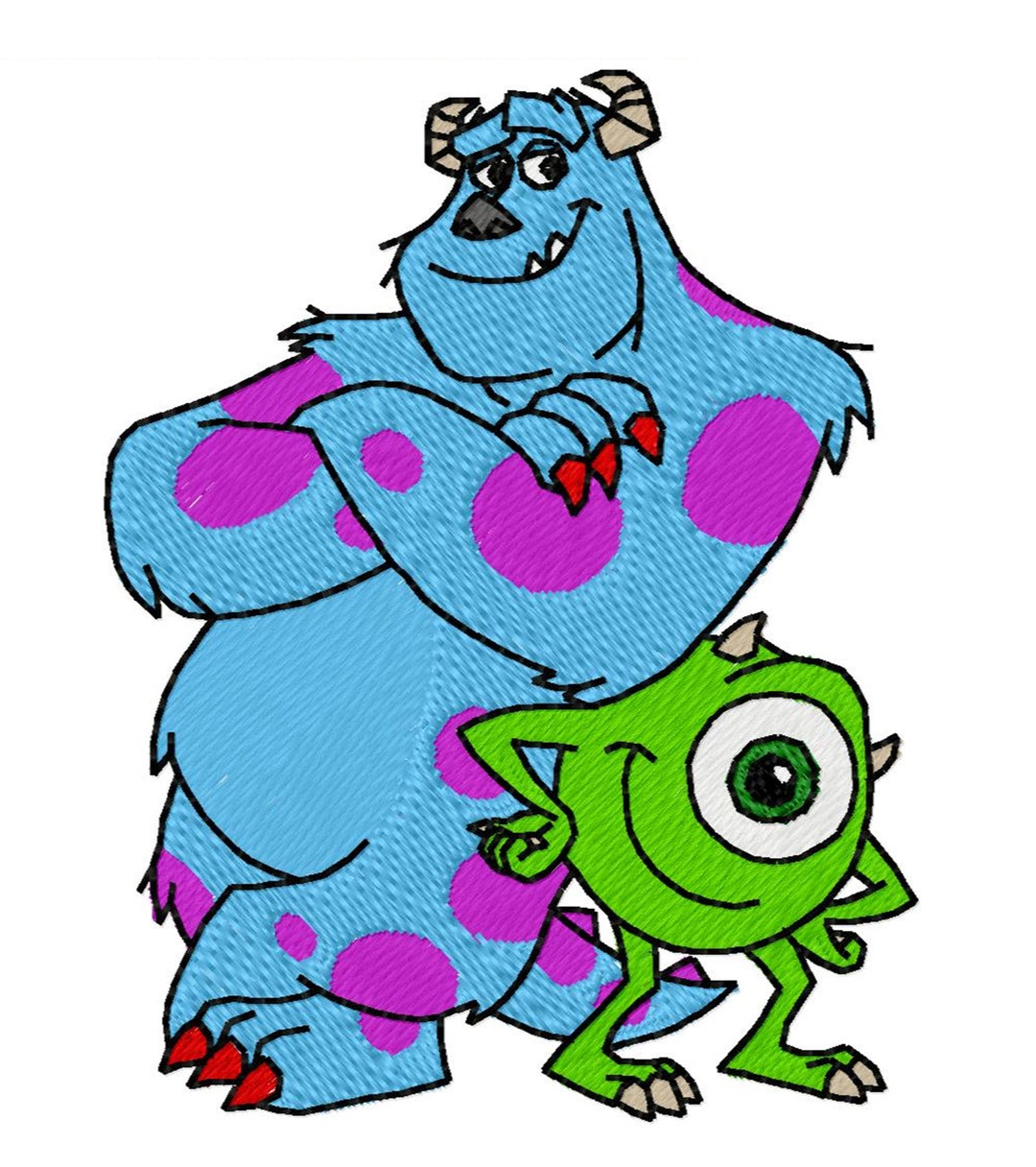 SULLY & MIKE - Single Machine Embroidery Design for 4x4" Hoop in 8 ...