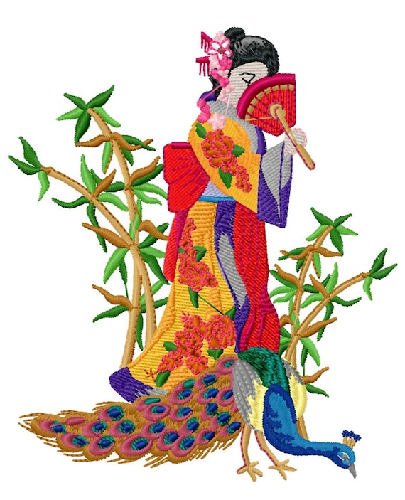 GEISHA Single Machine Embroidery Design for 5x7 Hoop | Etsy