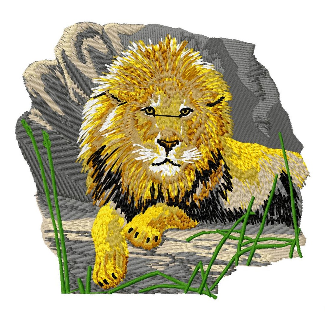 LION - Single Machine Embroidery Design for 5x7" Hoop in 8 Formats ...
