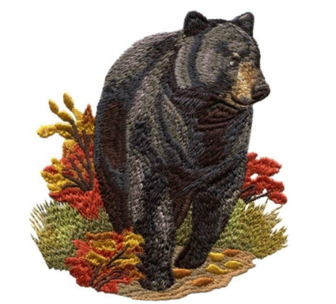 BLACK BEAR - Single Machine Embroidery Design for 5x7" Hoop in 8 ...