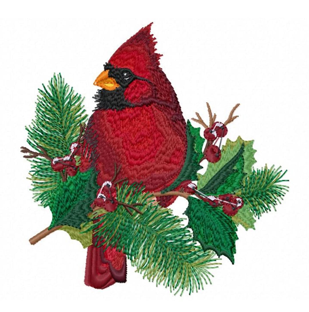 CHRISTMAS CARDINAL - Single Machine Embroidery Design for 5x7" Hoop ...
