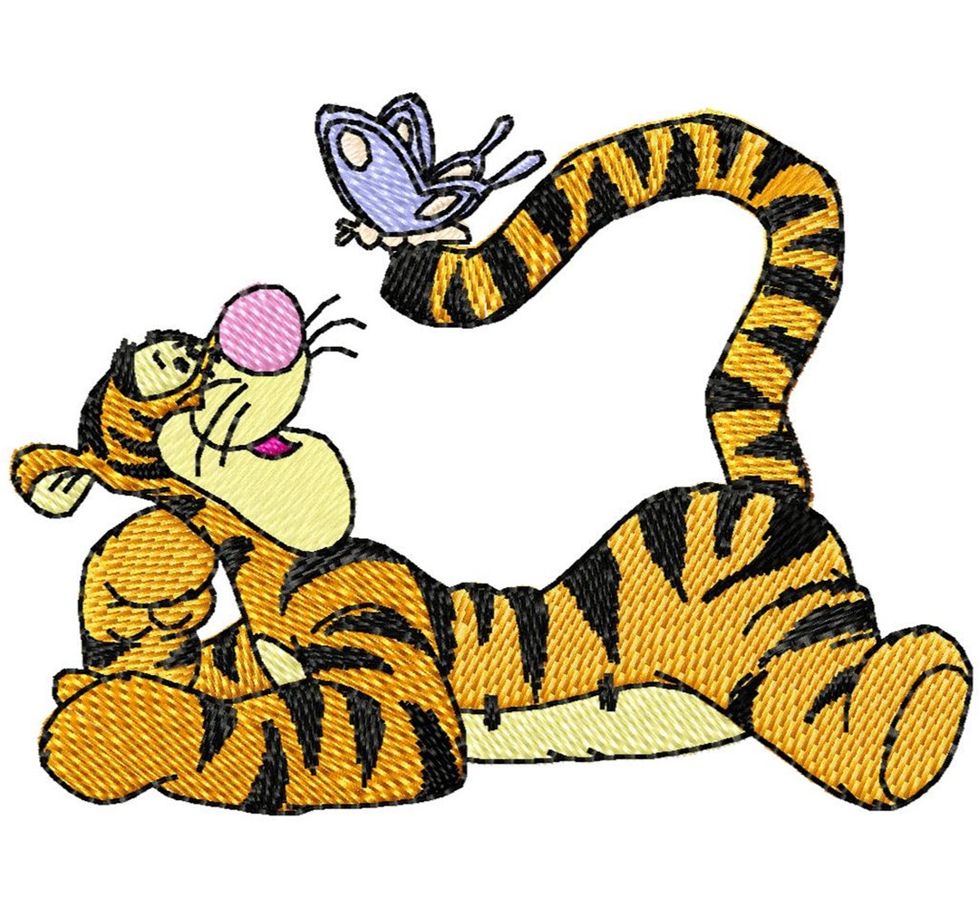TIGGER & BUTTERFLY - Single Machine Embroidery Design for 4x4" Hoop in ...