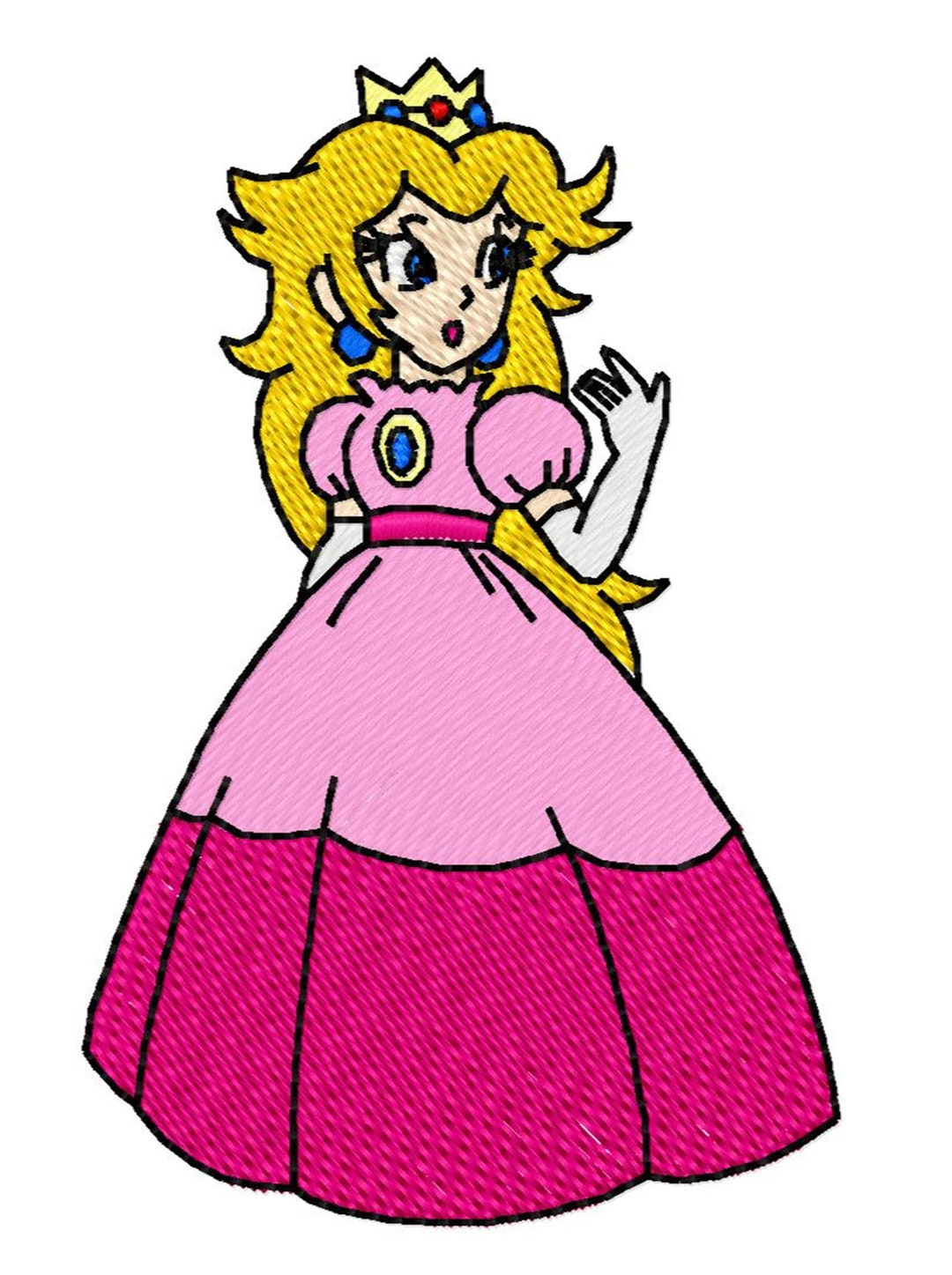 PRINCESS PEACH (super Mario) - Single Machine Embroidery Design for 4x4 ...