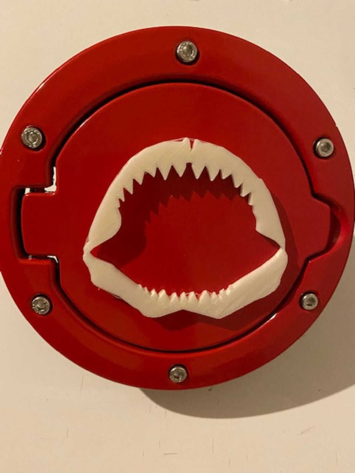 Shark Teeth in 3D - RED With White for Jeep Wrangler JK/JKU Flag Gas ...