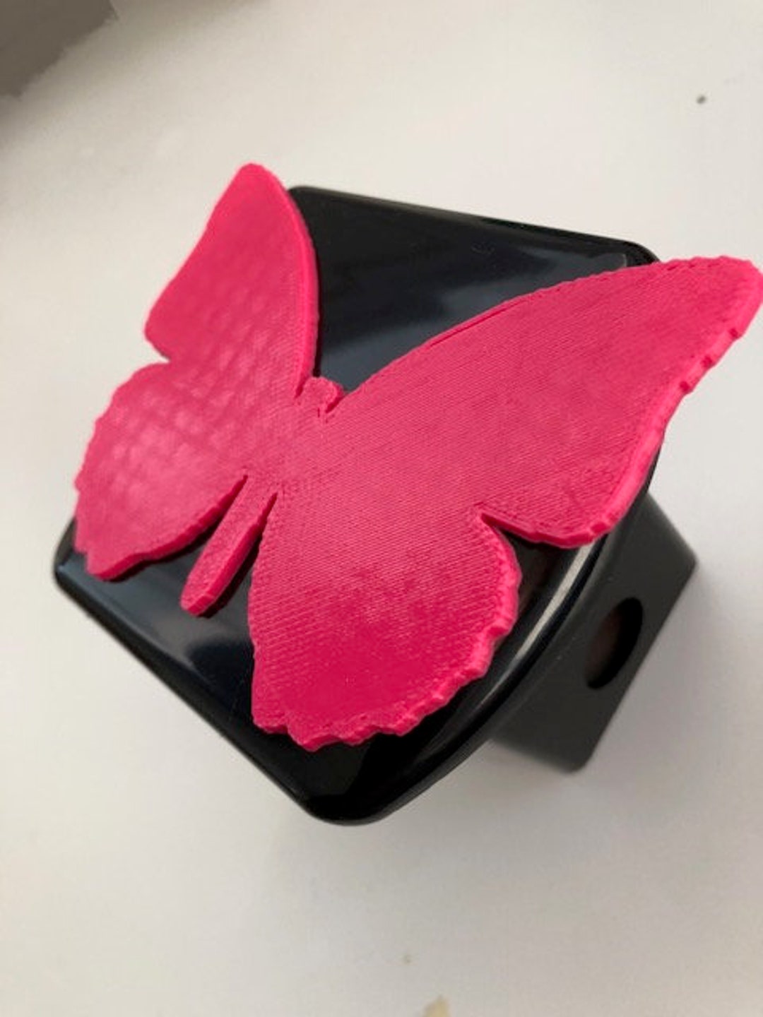 Butterfly Style in 3D - 2 Inch Trailer Hitch Cover Black With HOT PINK ...