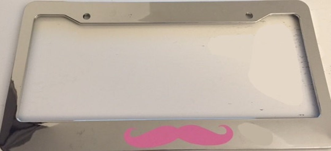 Moustache Classy - Automotive Chrome With Pink License Plate Frame - Etsy