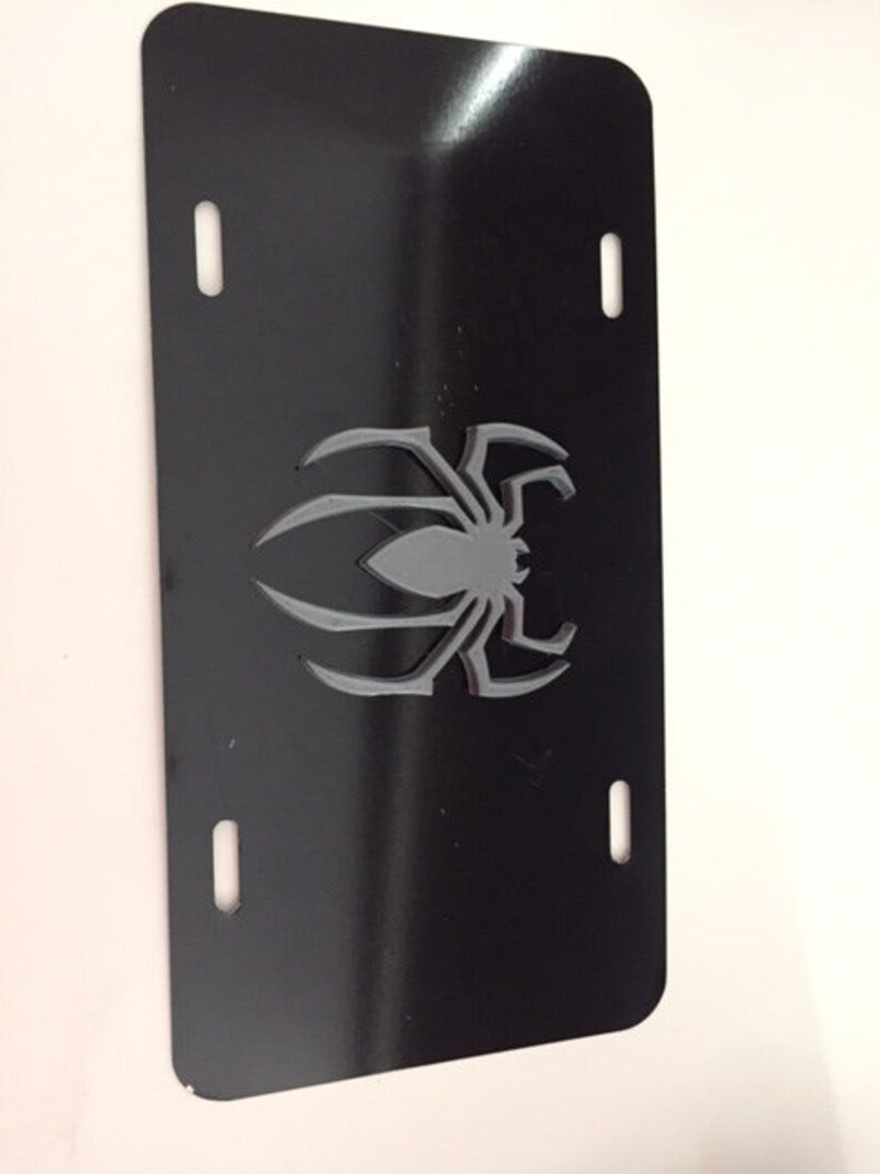 Spider in 3D - Black With Grey License Plate INSERT- Super Hero - Etsy