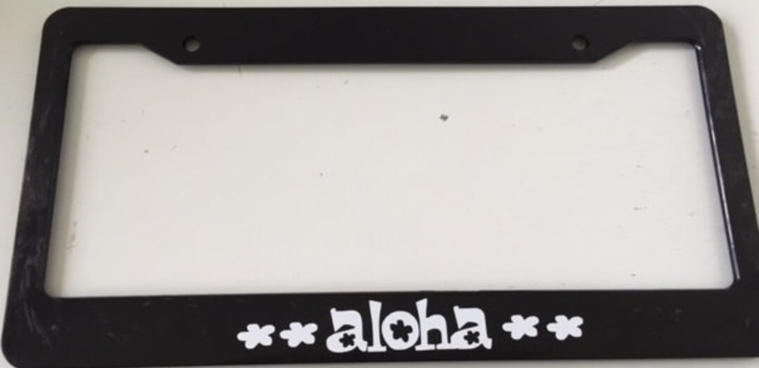 Aloha With Flower Flowery - Black License Plate Frame - Hawaii Hula ...