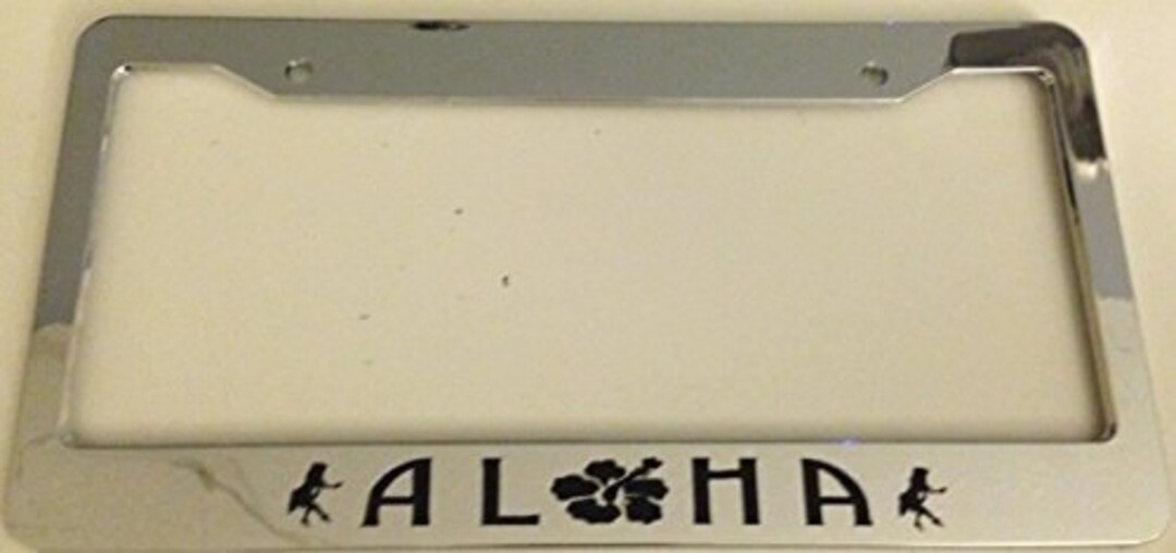 Aloha With " Hula Girl Dancer " - Chrome License Plate Frame - Hawaii ...