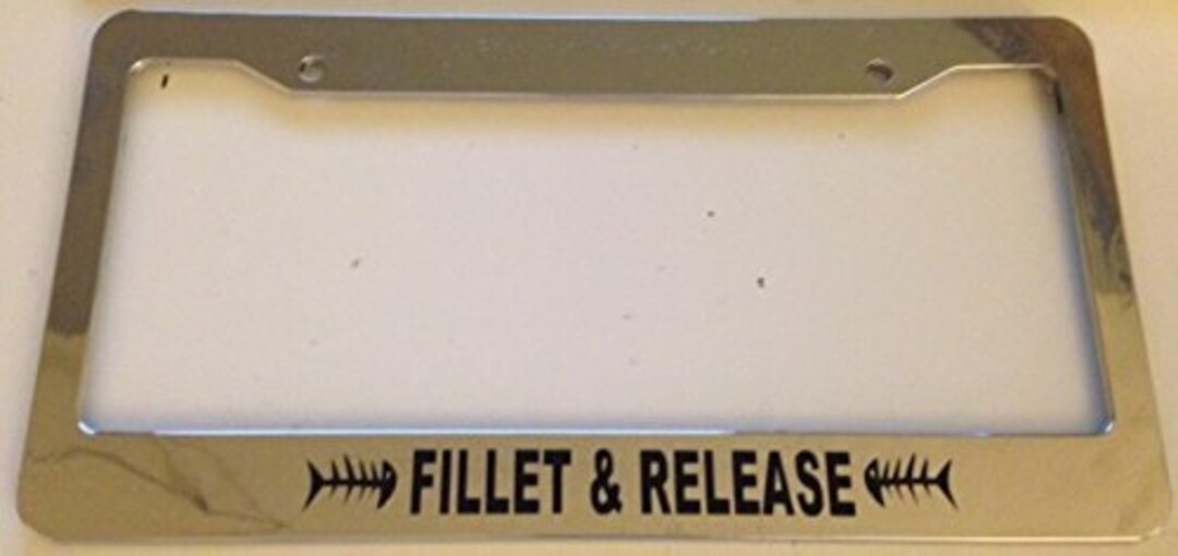 Fillet and Release With Fish Bones - Chrome Automobile License Plate ...
