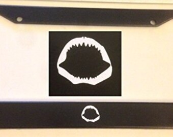 Jaws Shark Teeth in 3D White With White Automotive License Plate Frame ...