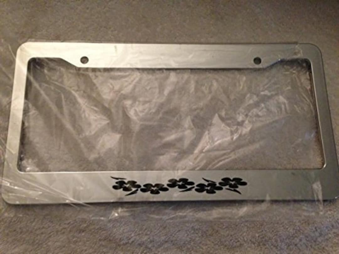 Aloha " Pua Band " Flower - Chrome License Plate Frame - Hawaii Hula ...