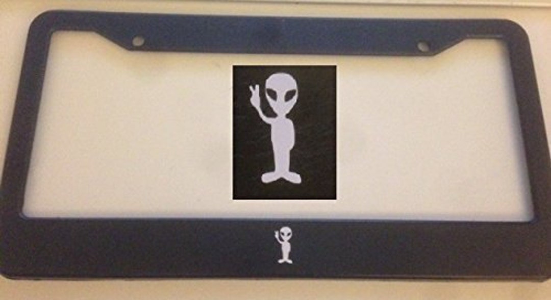 Alien Martian Peace Sign Martians - Black Automobile License Plate ...