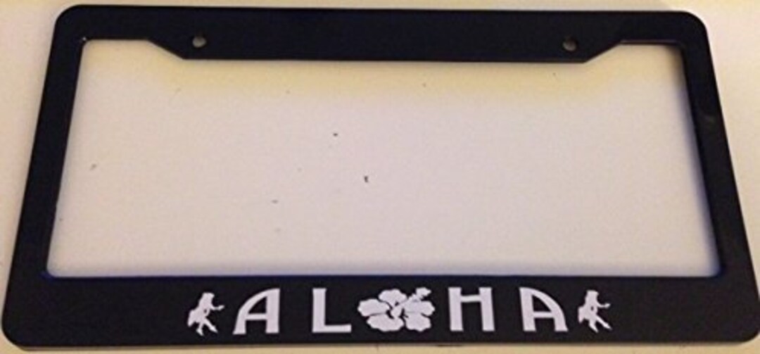 Aloha With " Hula Girl Dancer " - Black License Plate Frame - Hawaii ...