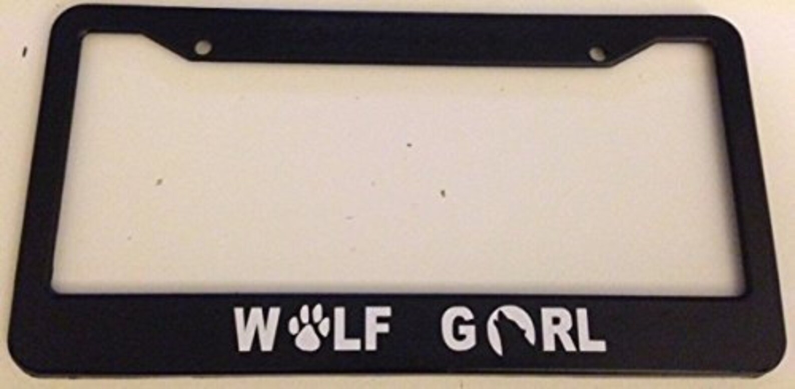 Wolf Girl With Paw - Black Automobile License Plate Frame - I Love ...