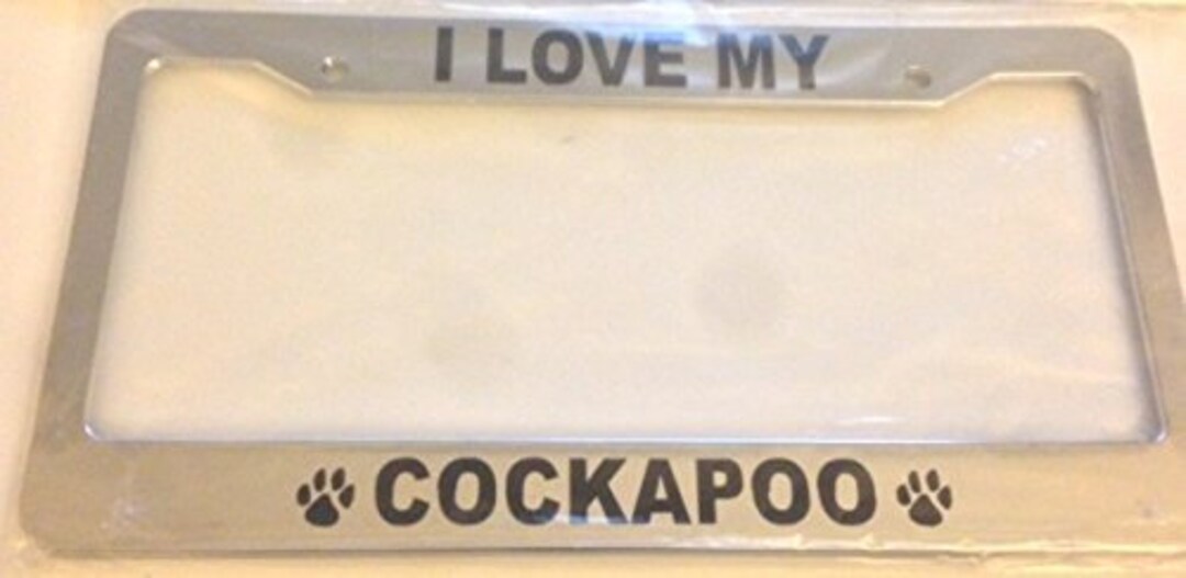 I Love My Cockapoo With Paws - Chrome Automobile License Plate Frame ...